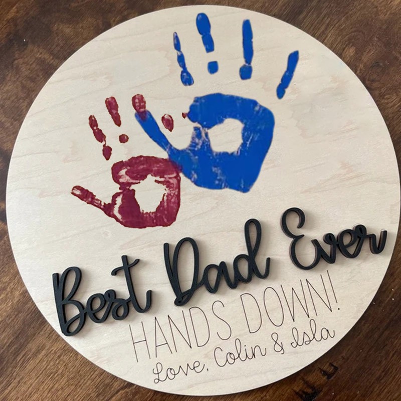 Personalized Best Grandpa Ever DIY Handprint Hands Down Sign For Father ...