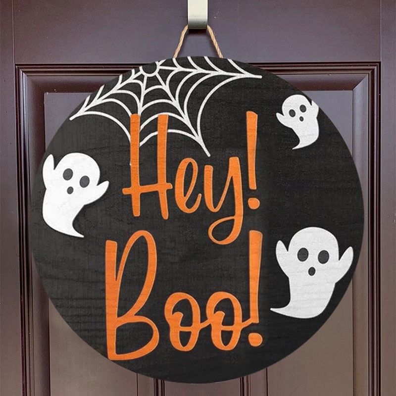 Happy Halloween Hey Boo Door Hanger Farmhouse Entry Way Wall Home Decor ...